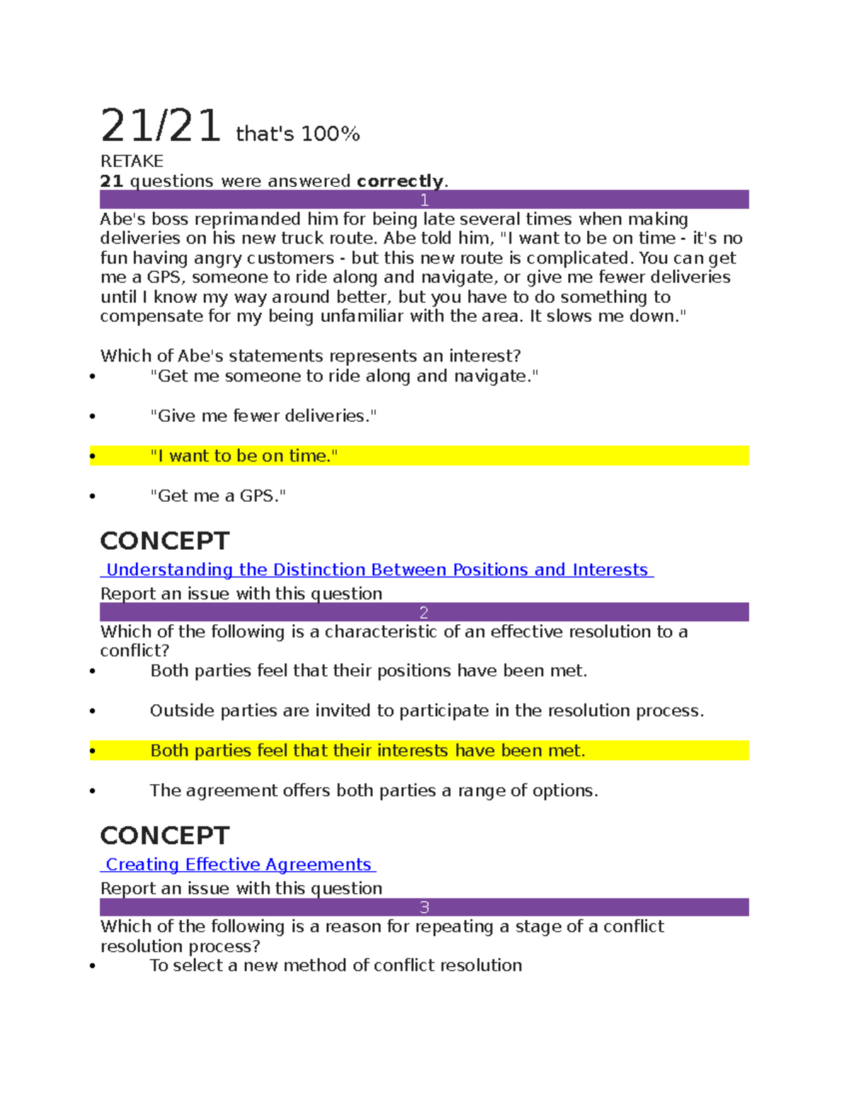 Conflict Resolution - Milestone 3 - 21 / 21 that's 100% RETAKE 21 ...