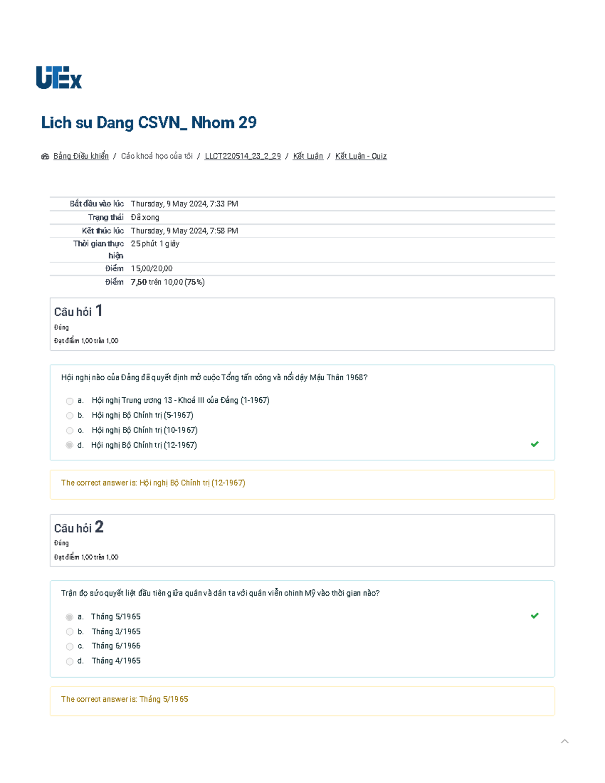 Kết Luận quiz lsd - Bảng Điều khiển / Các khoá học của tôi / LLCT220514_23_2_29 / Kết Luận / Kết ...