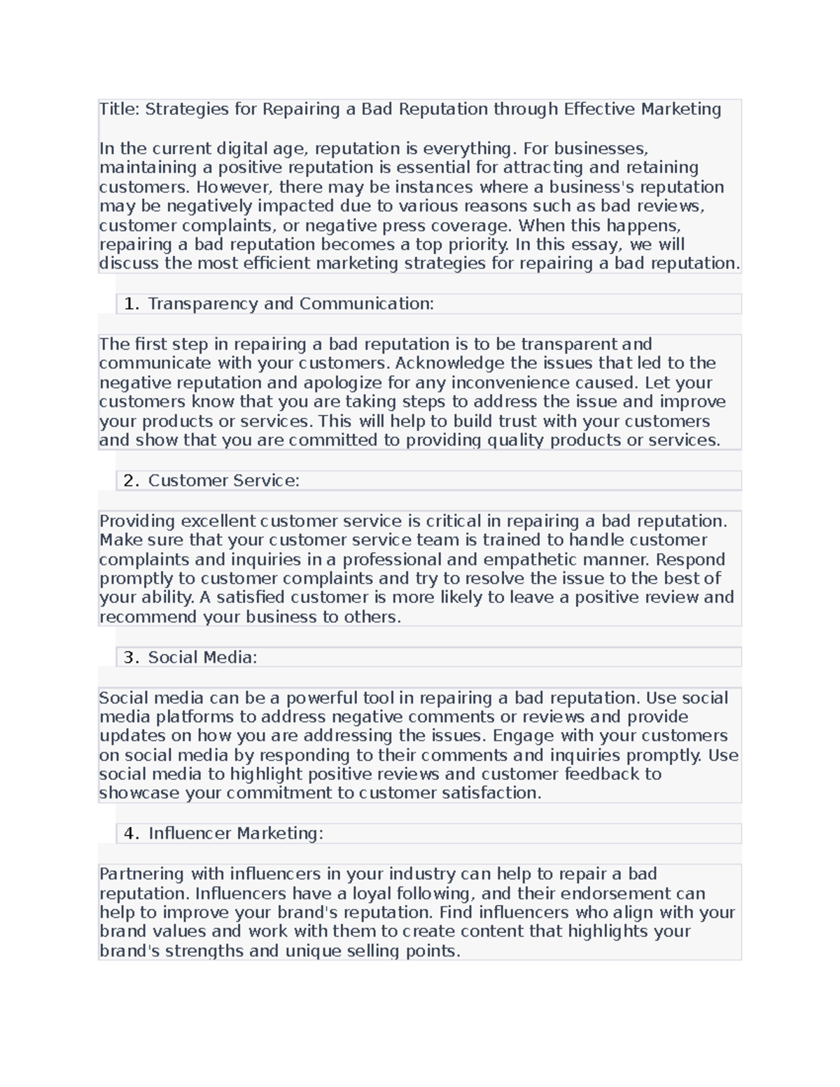 Strategies for Repairing a Bad Reputation through Effective Marketing ...