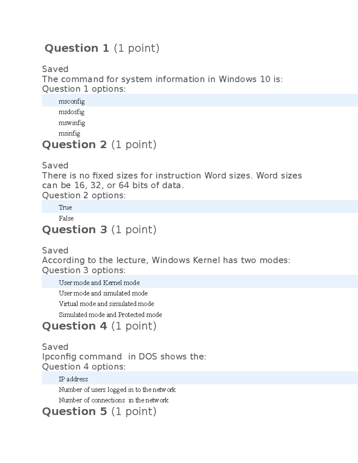 Quiz 4 Computer essential - Question 1 (1 point) Saved The command for ...