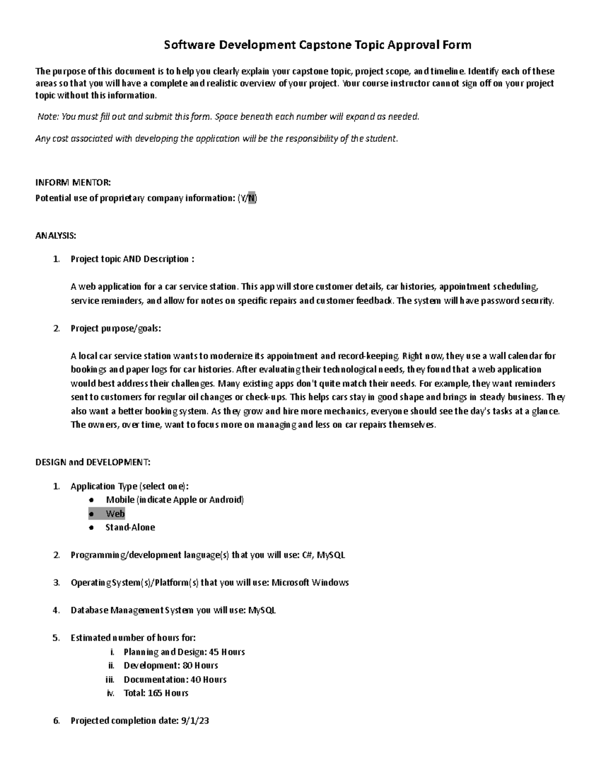 Software Development Capstone Topic Approval Form AR Signed - Software ...