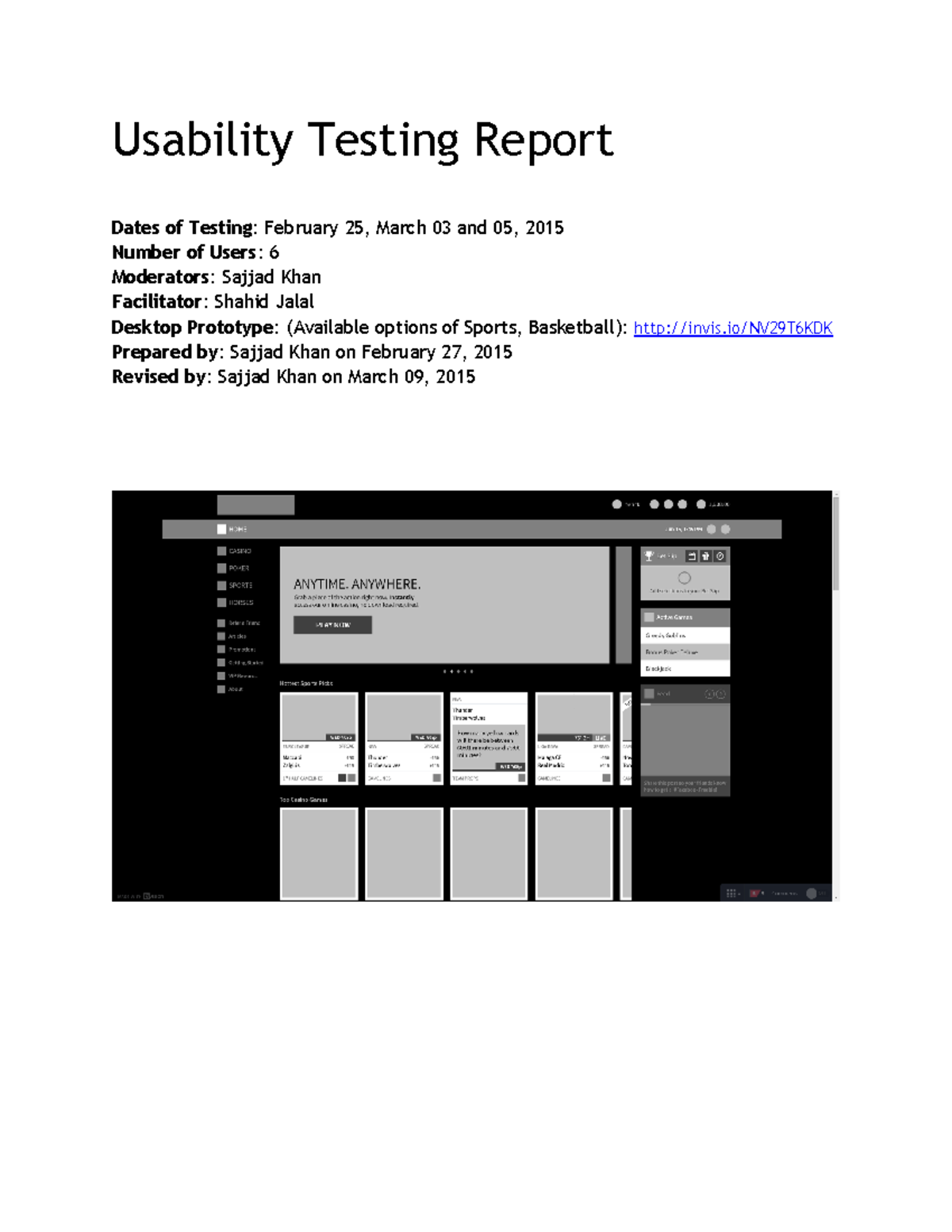 Sample-Usability-Testing-Report - Usability Testing Report Dates of ...