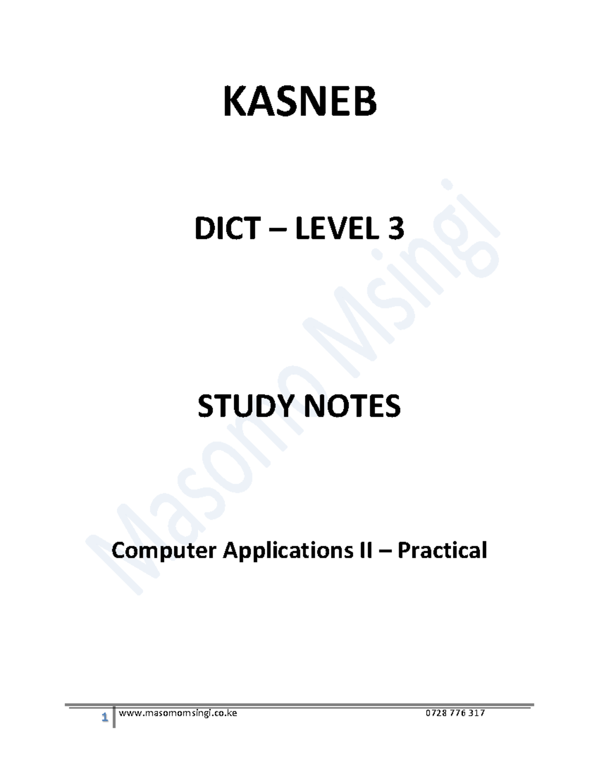 COMP Application 2 Sample - KASNEB DICT – LEVEL 3 STUDY NOTES Computer ...