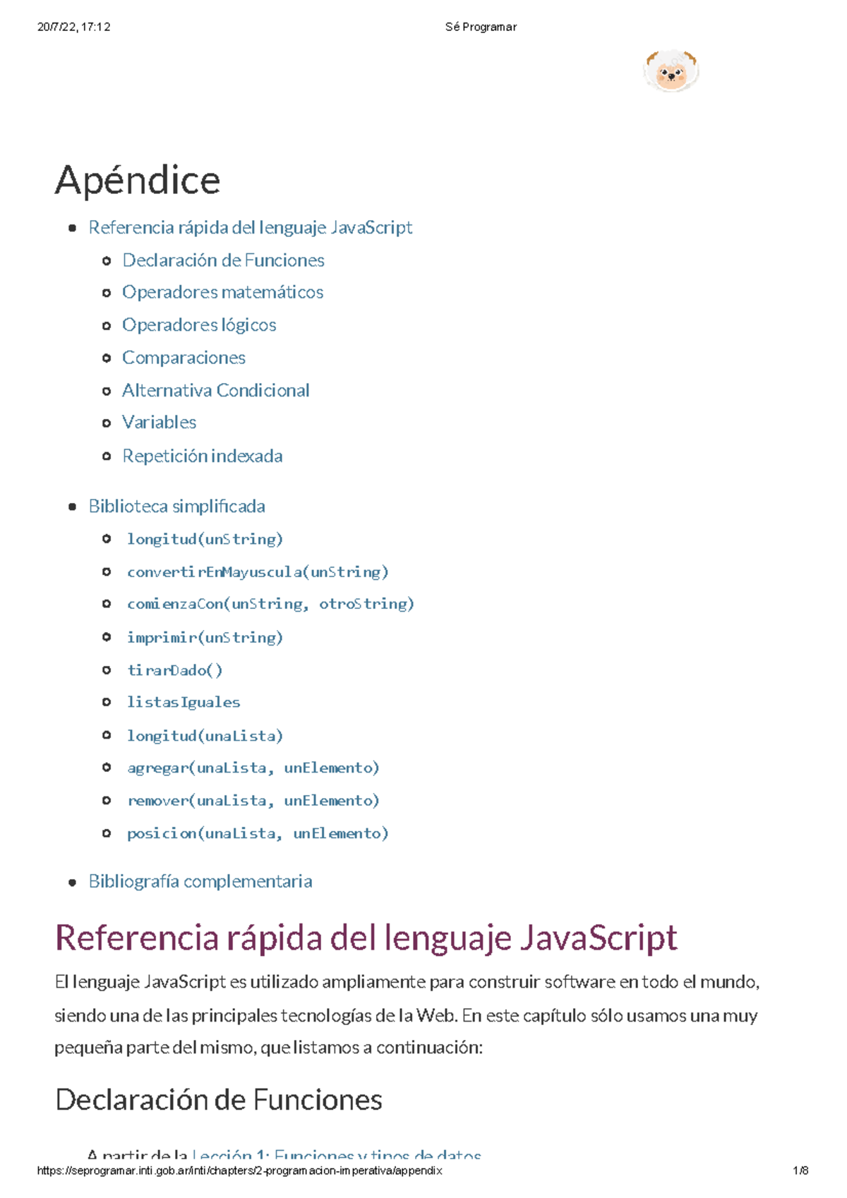 Sé Programar 2 - Apéndice Referencia rápida del lenguaje JavaScript ...