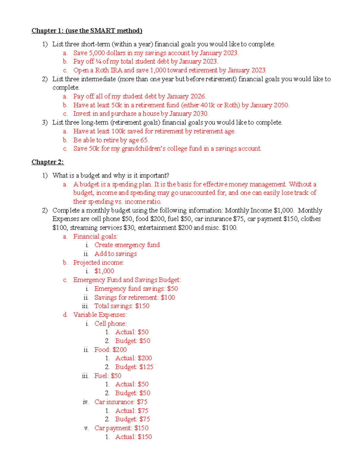 HW Chapters 1-5 - HW 1-5 - Chapter 1: (use the SMART method) List three ...