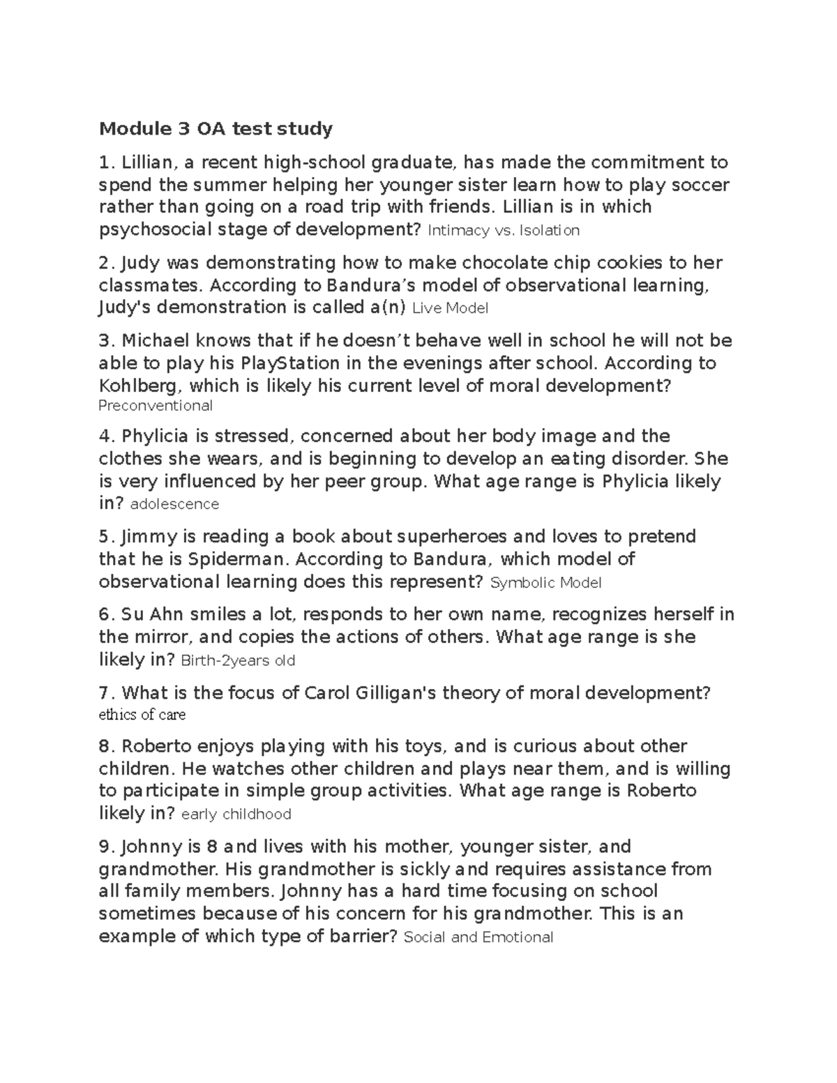 Module 3 OA practice question and answer - Module 3 OA test study 1 ...