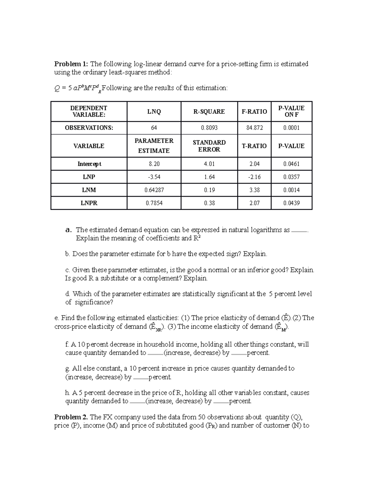 Example Econ Addition - A set of practice problems without solutions ...