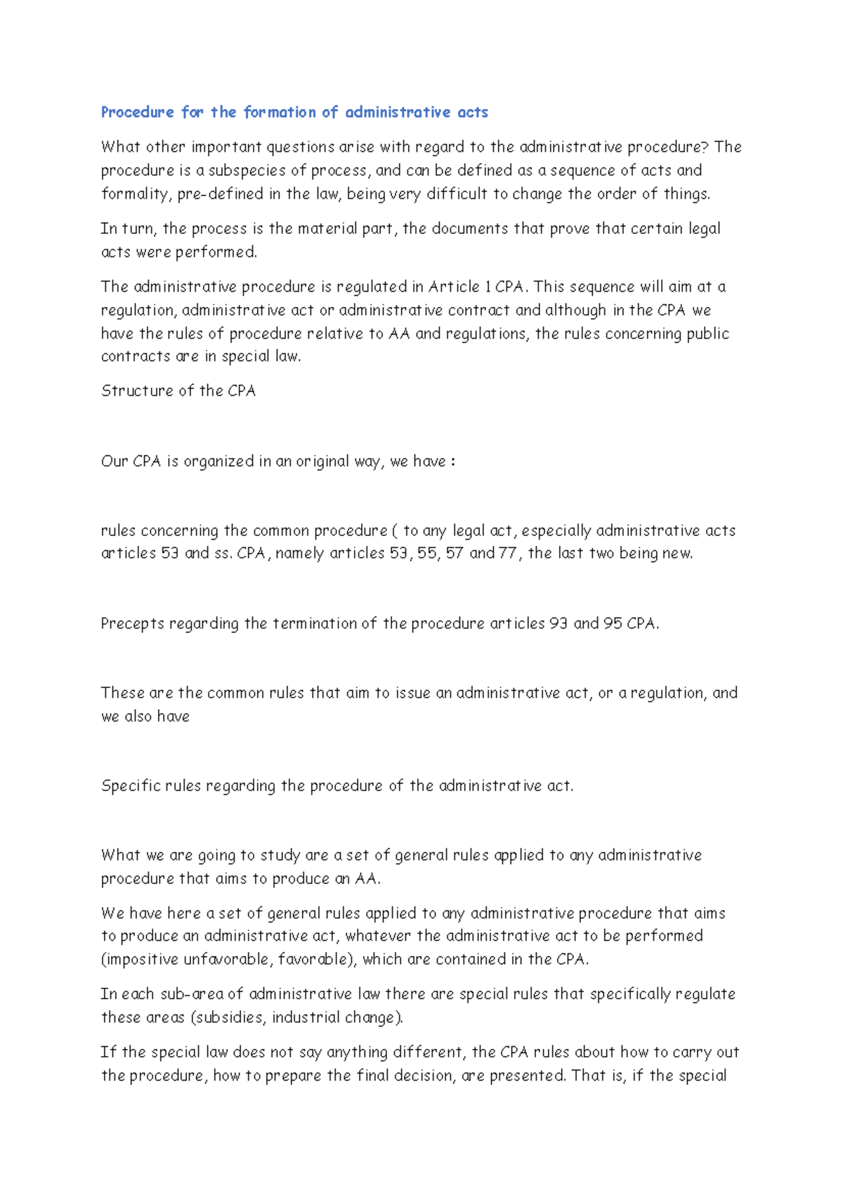 Procedure for the formation of administrative acts 9 - In turn, the ...