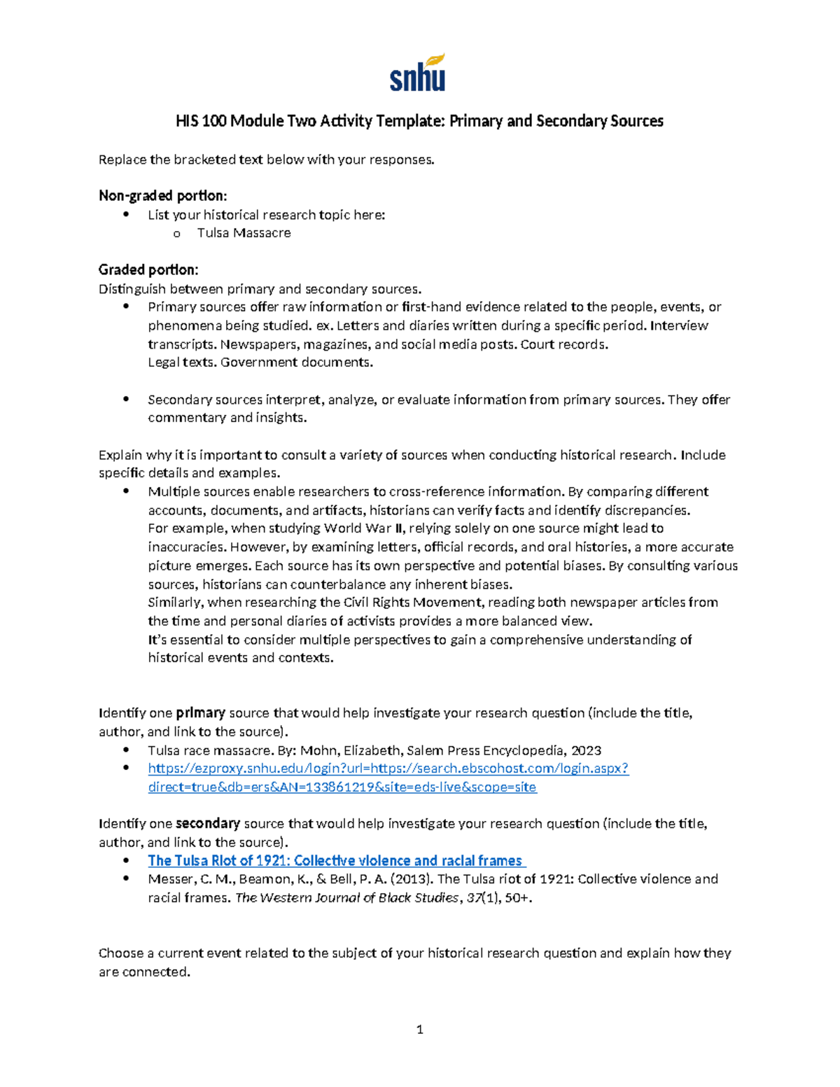 HIS 100 Module Two Activity Sources Template - HIS 100 Module Two ...