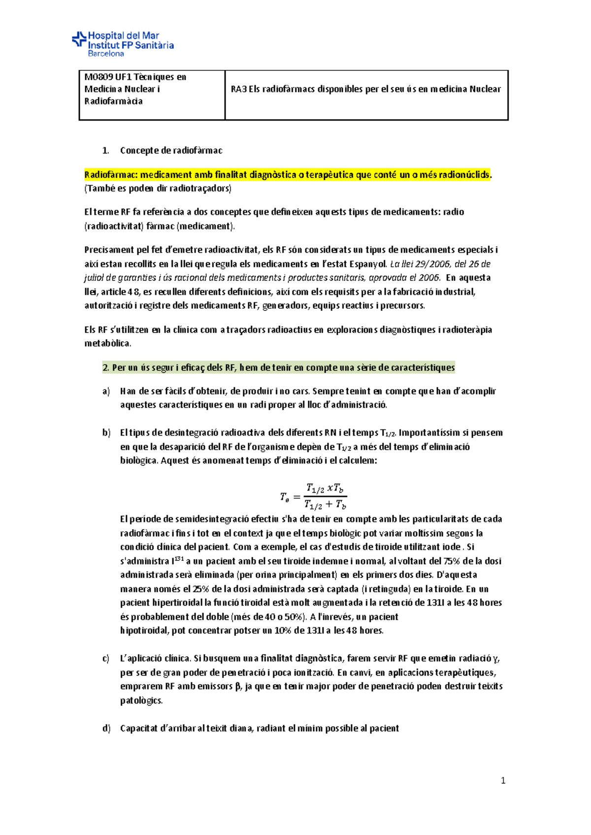 RA3 - F4E3 - M 0809 UF 1 Tècniques en Medicina Nuclear i Radiofarmàcia ...