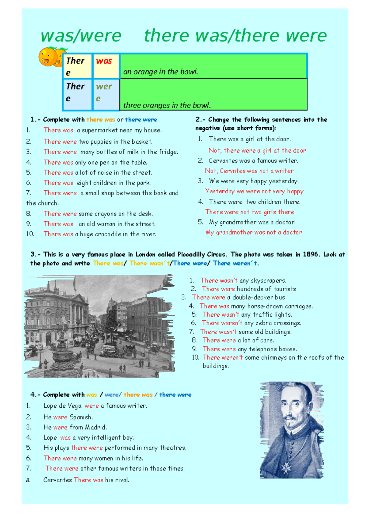 There-was-there-were - was/were there was/there were 1.- Complete with ...