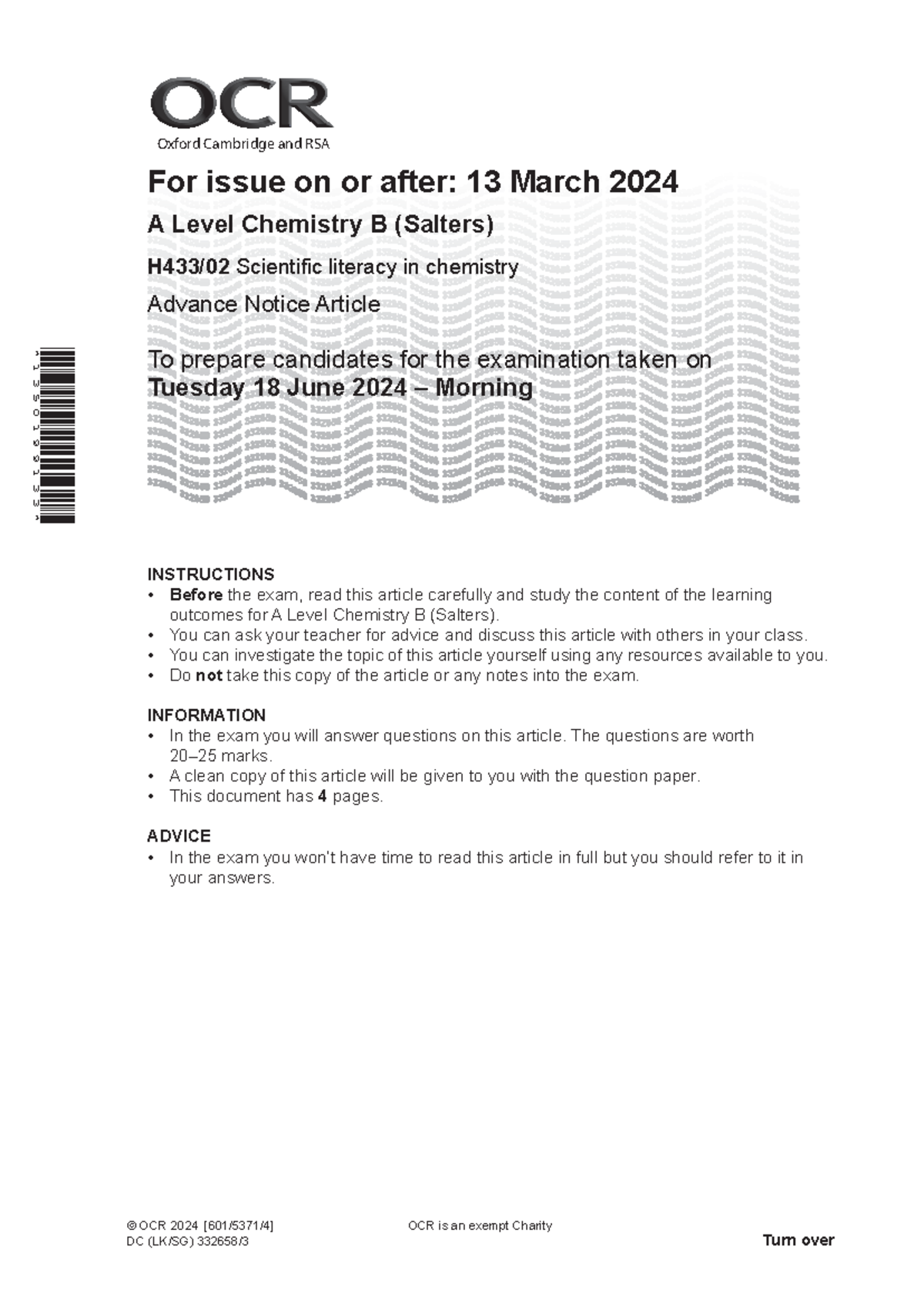 710108 scientific literacy in chemistry advanced notice june 2024 - OCR ...
