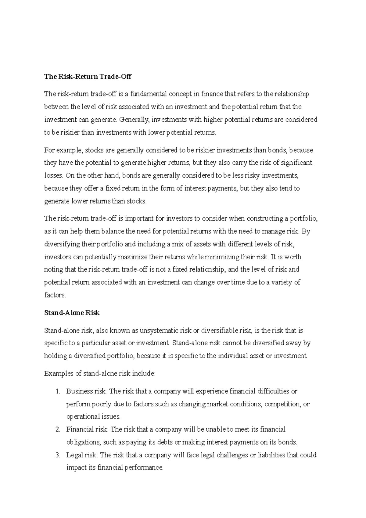 The Risk-Return Trade-Off - Generally, investments with higher ...