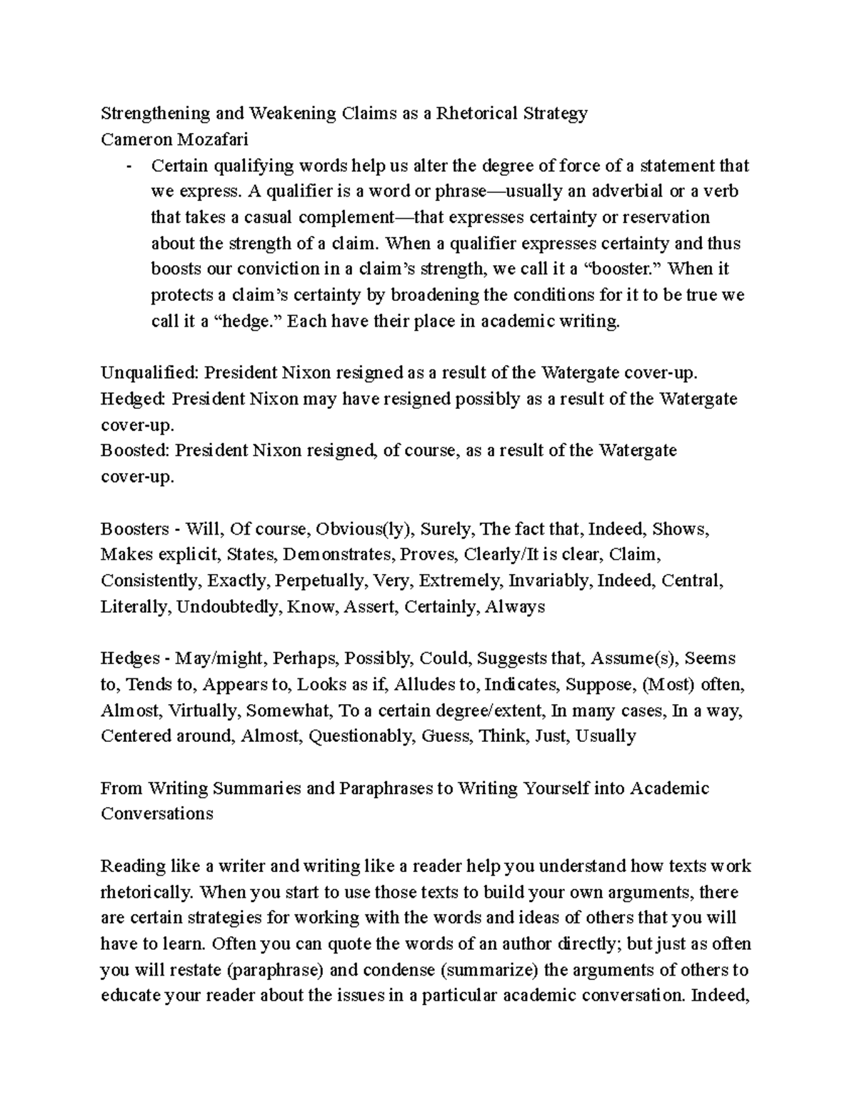 Rhetoric and Composition notes 15 - Strengthening and Weakening Claims ...