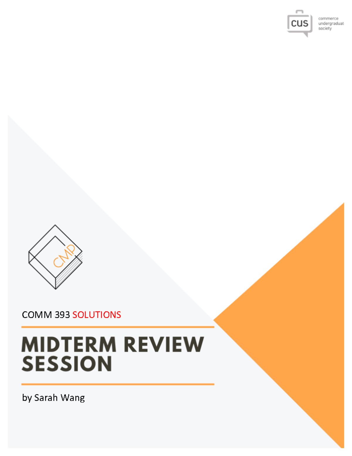 COMM393 2019 W2 Midterm Review Package Solutions - COMM 393 SOLUTIONS by Sarah Wang facebook ...