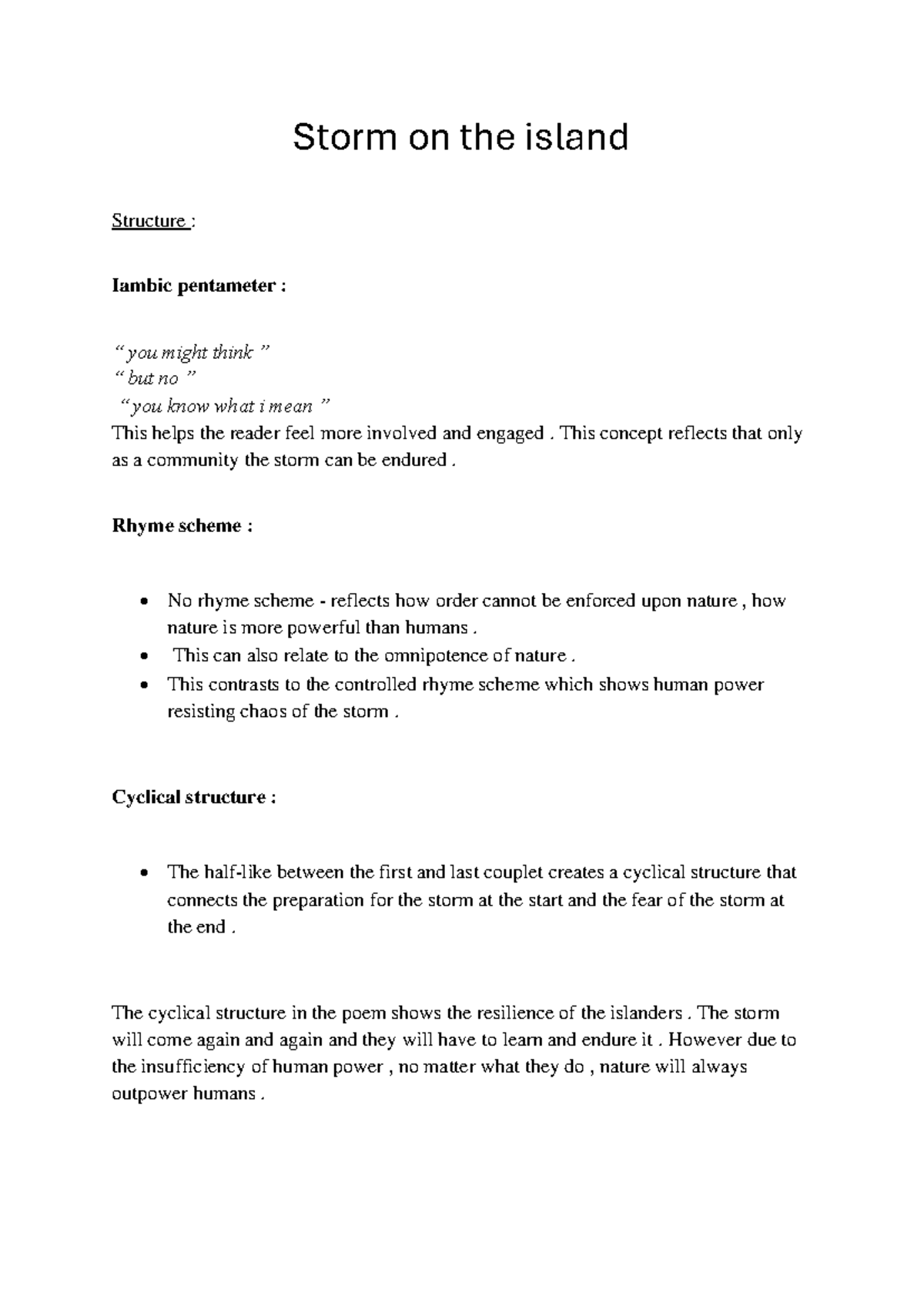 Storm on the island gcse aqa - Storm on the island Structure : Iambic ...