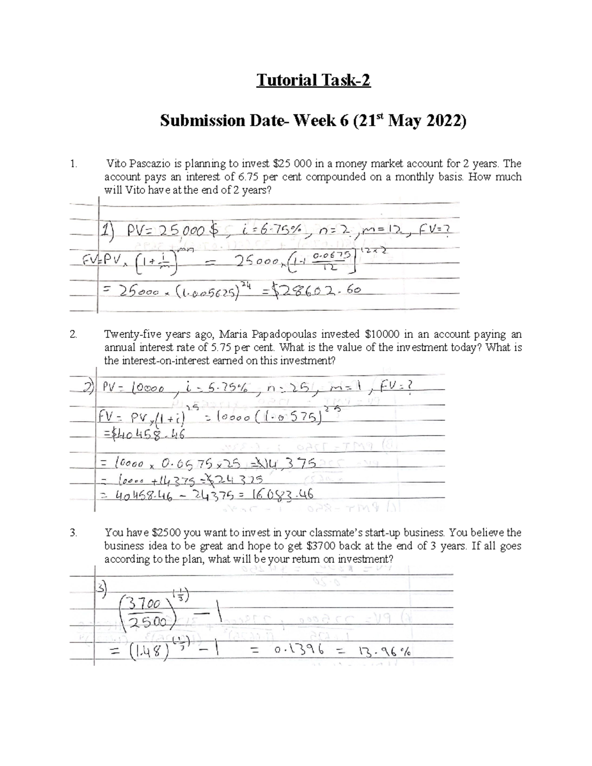 Tut task 2 - tutorial task 2 principles of finance fin 111 - Tutorial ... Tut task 2 - tutorial task 2 principles of finance fin 111 - Tutorial ...