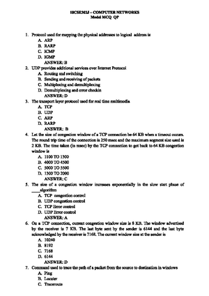 Unit3 - unit 3 - 18CSC302J- Computer Networks Unit- School of Computing - SRMIST Kattankulathur ...