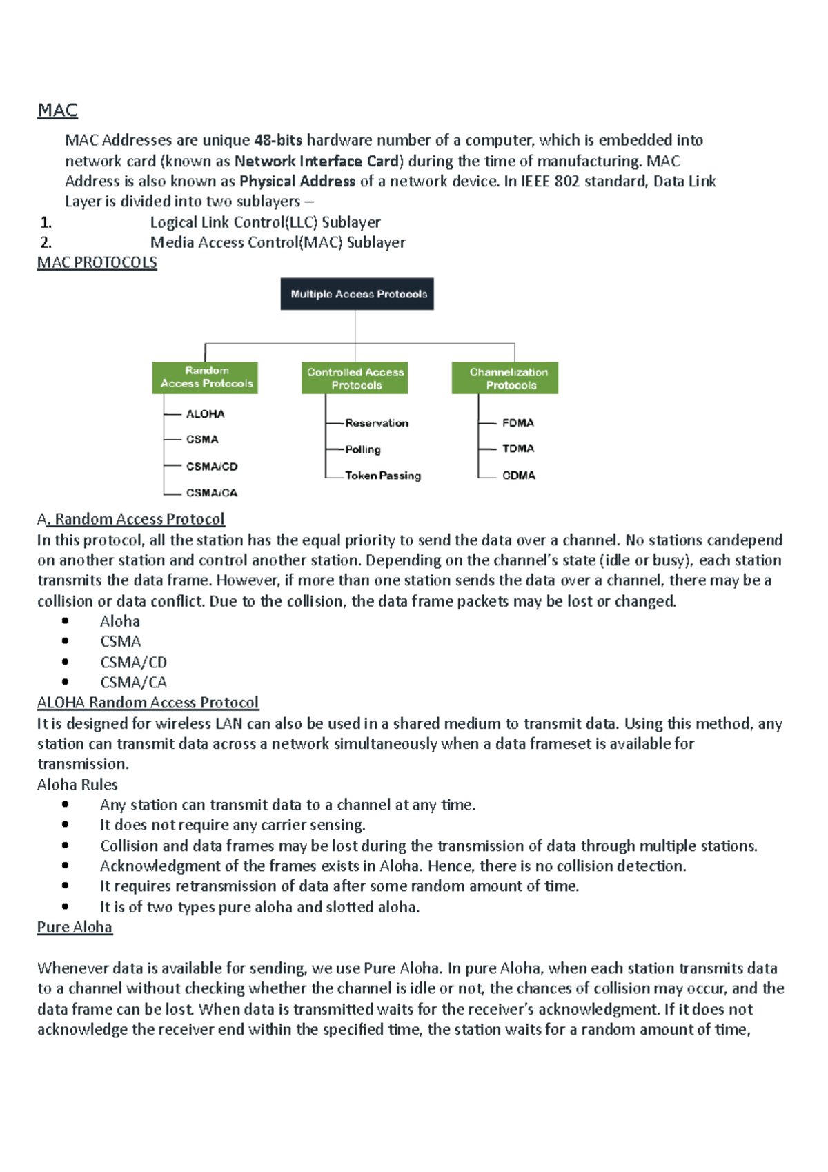 MAC IN Computer Networks - MAC MAC Addresses are unique 48-bits ...