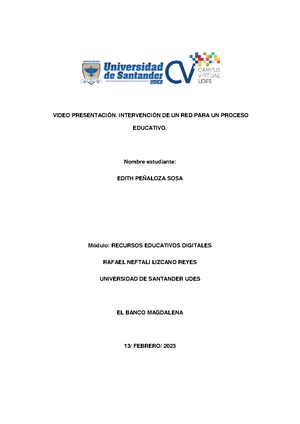 Entregable 1. Evaluaciòn RED. Edith Peñaloza - PRODUCTO DIGITAL: MODELO DE EVALUACIÓN PARA ...