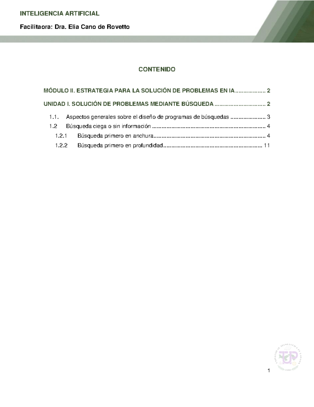 Módulo II - Unidad I - APUNTES DEL MODULO 2 - Facilitaora: Dra. Elia ...