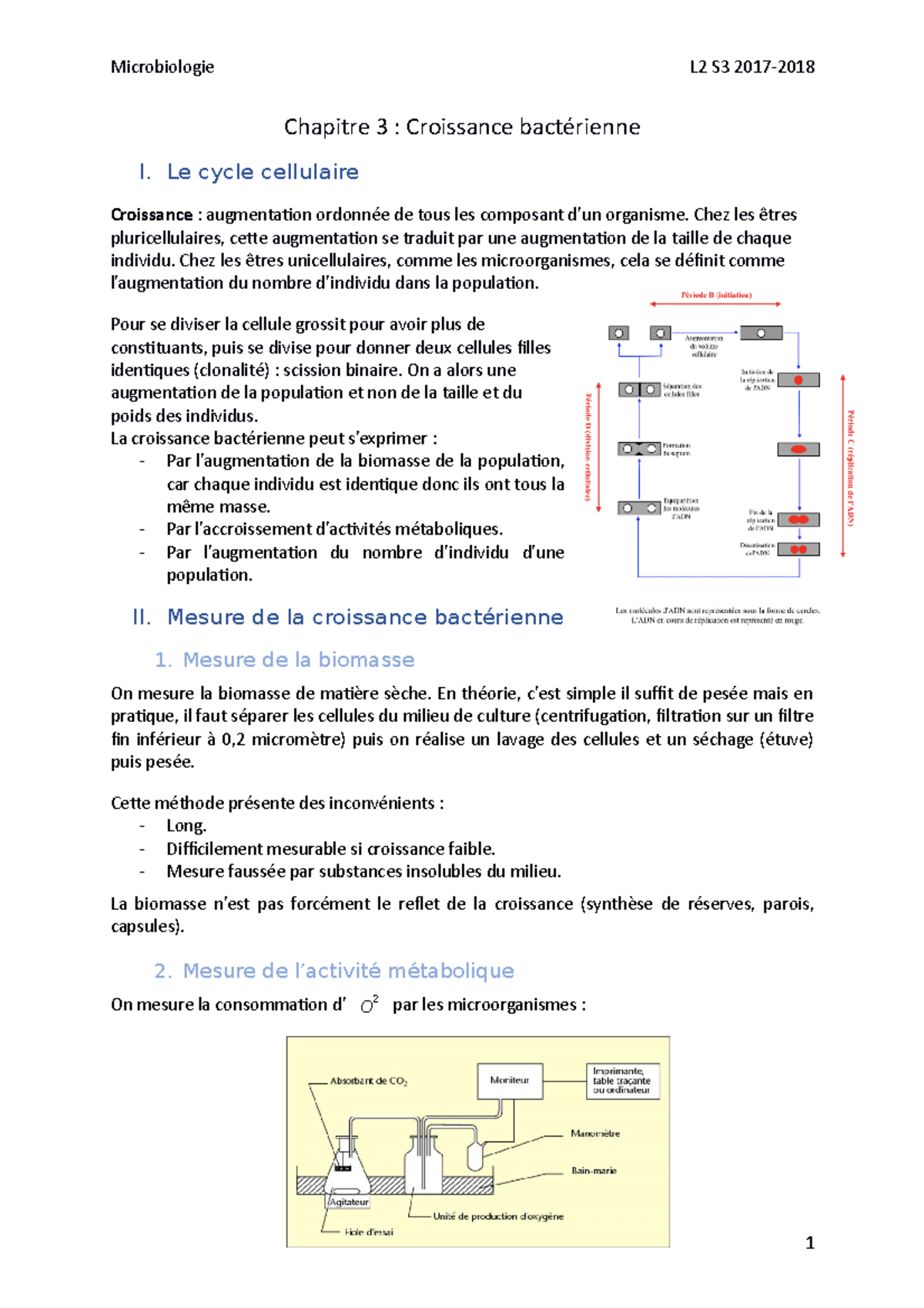 Chapitre 3- Croissance bactérienne - Le cycle cellulaire Croissance ...
