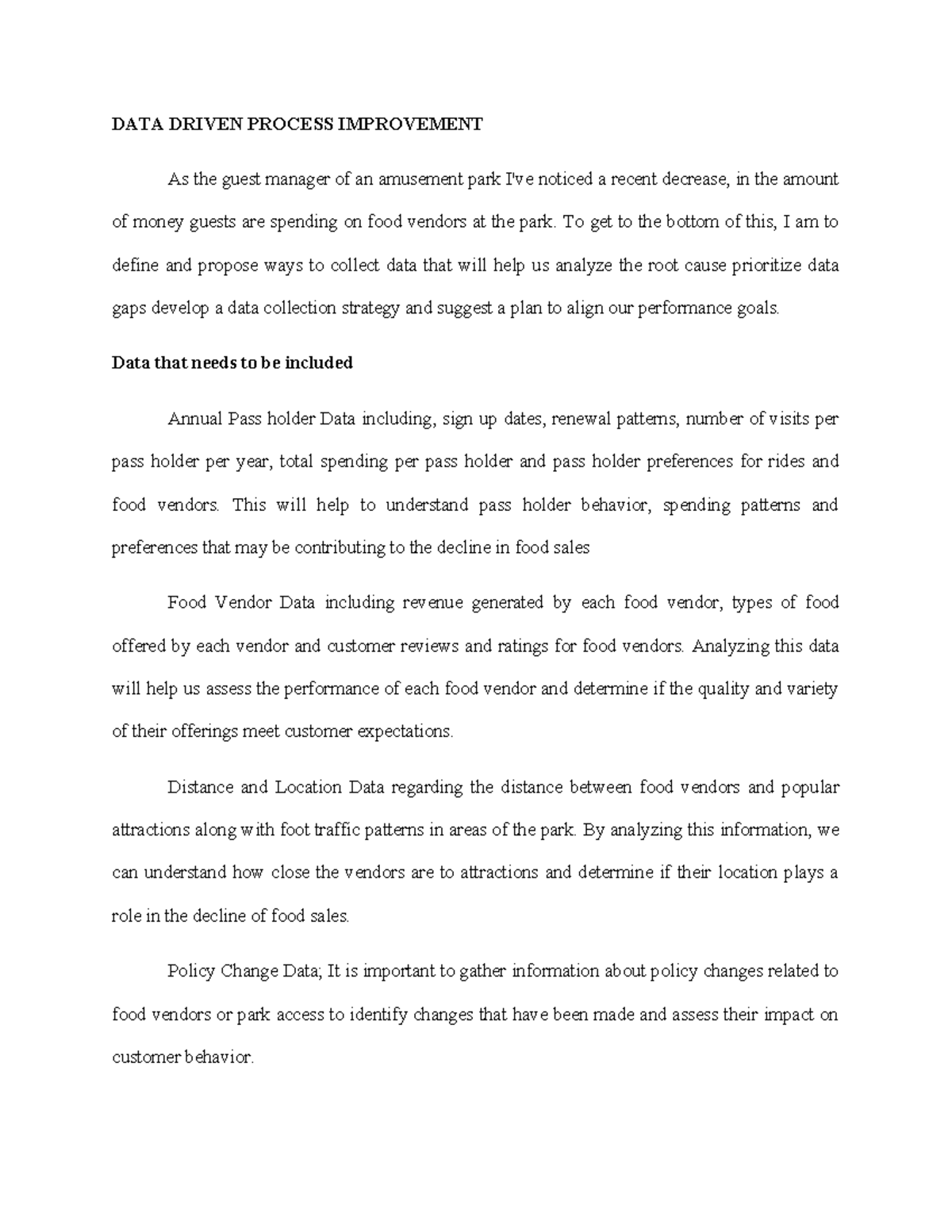 DATA Driven Process Improvement - DATA DRIVEN PROCESS IMPROVEMENT As ...