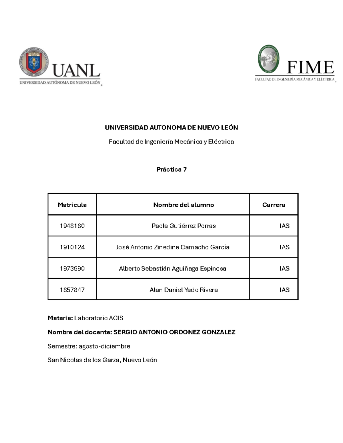 Practica 7 Equipo - Jejdbd - UNIVERSIDAD AUTONOMA DE NUEVO LEÓN ...