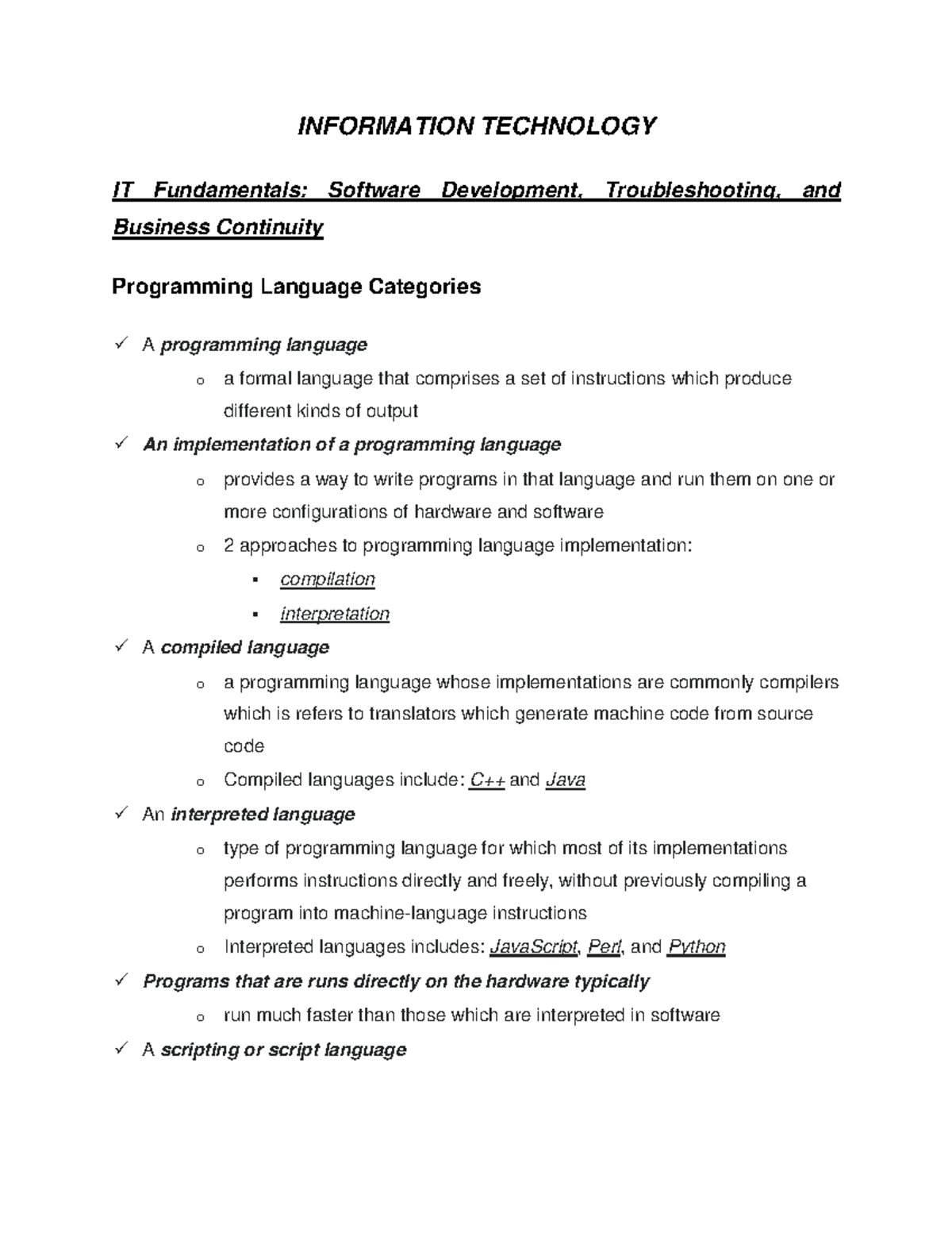 IT Fundamentals: Software Development, Troubleshooting, and Business ...