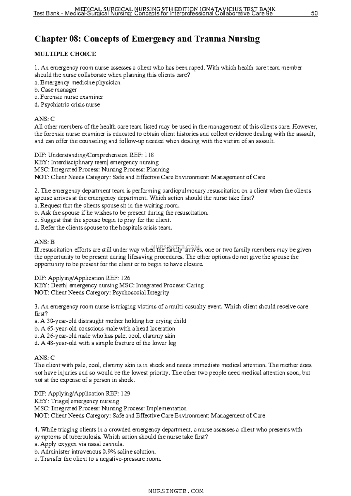 Chapter 08 Concepts of Emergency and Trauma Nursing - NU1205 - Studocu