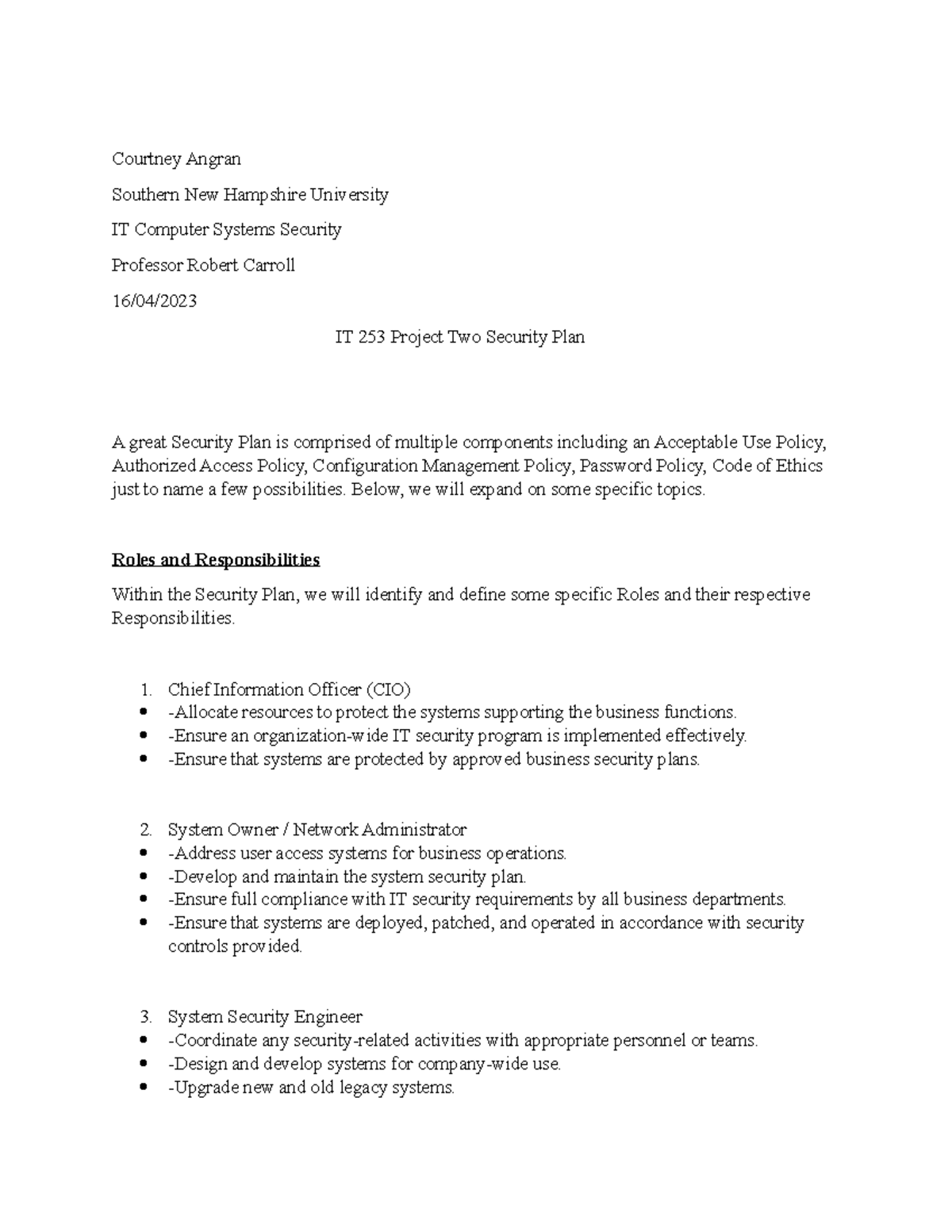 IT253Project 2 - Computer systems security project 2 - Courtney Angran ...