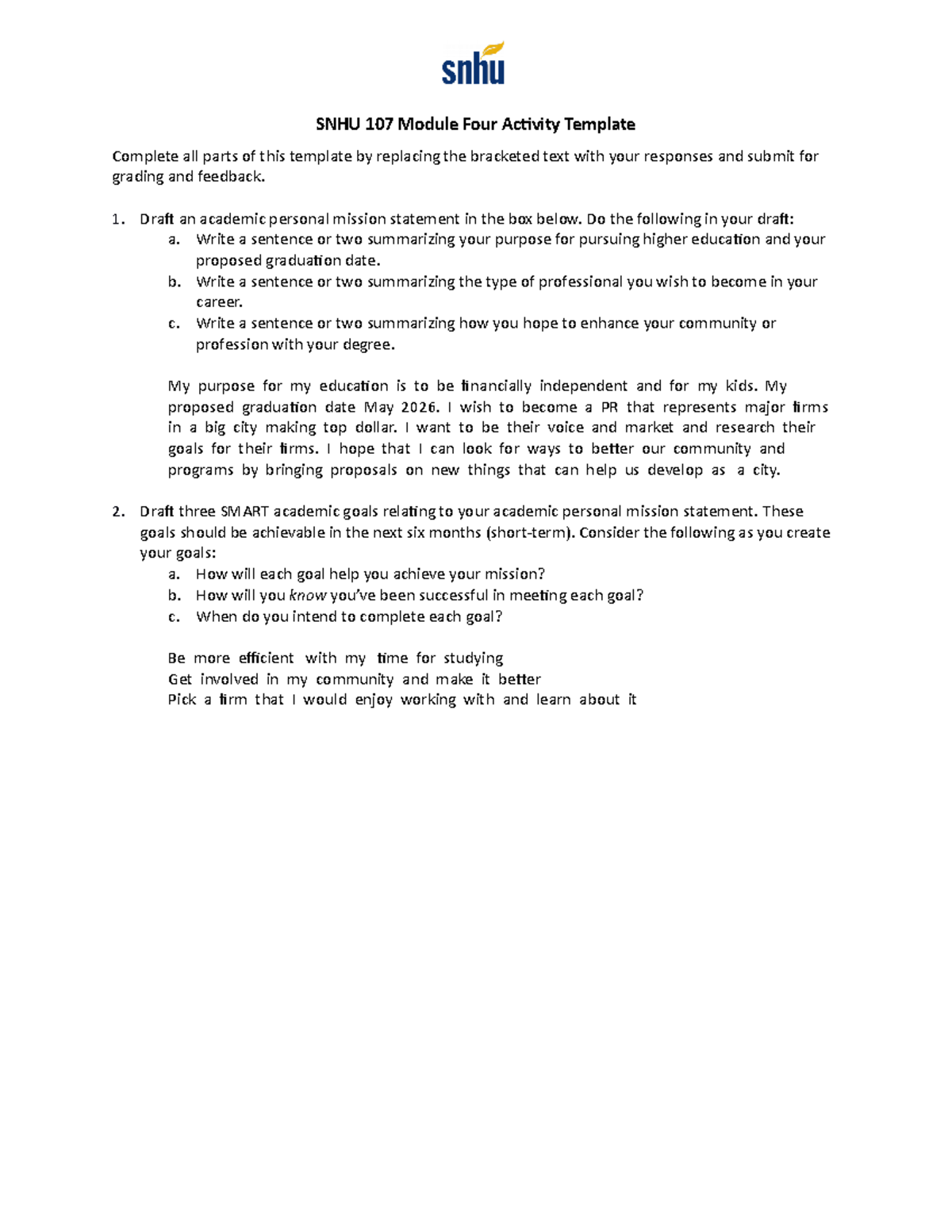 Module 4 Activity - scheduling - SNHU 107 Module Four Activity Template ...