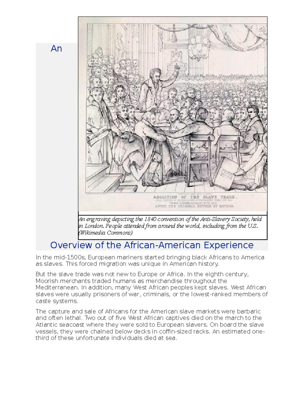 An Overview of the African - An Overview of the African-American ...