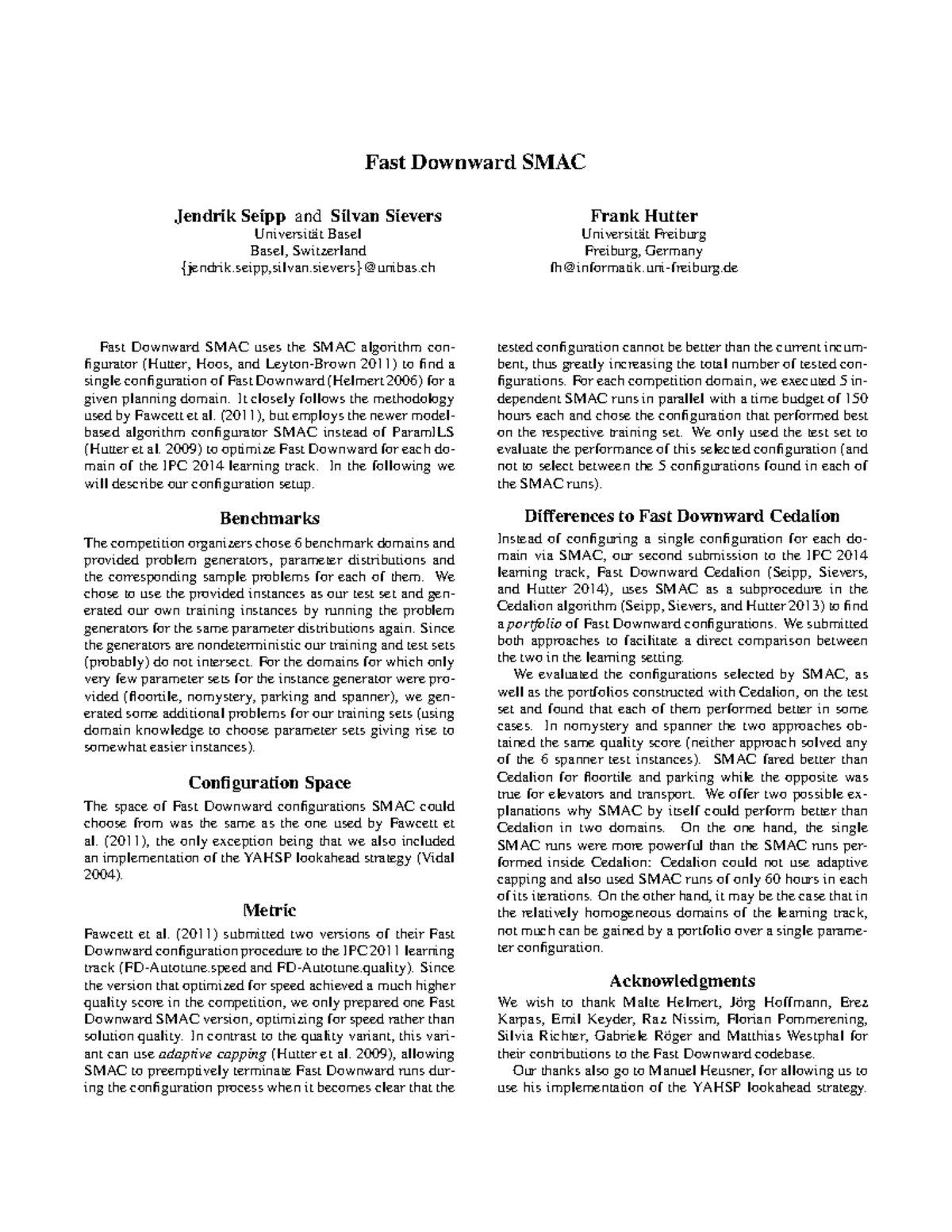 Fast Downward Smac Algorithm Configurationfor Portfolio Based Parallel Sat Solving Fast 3936