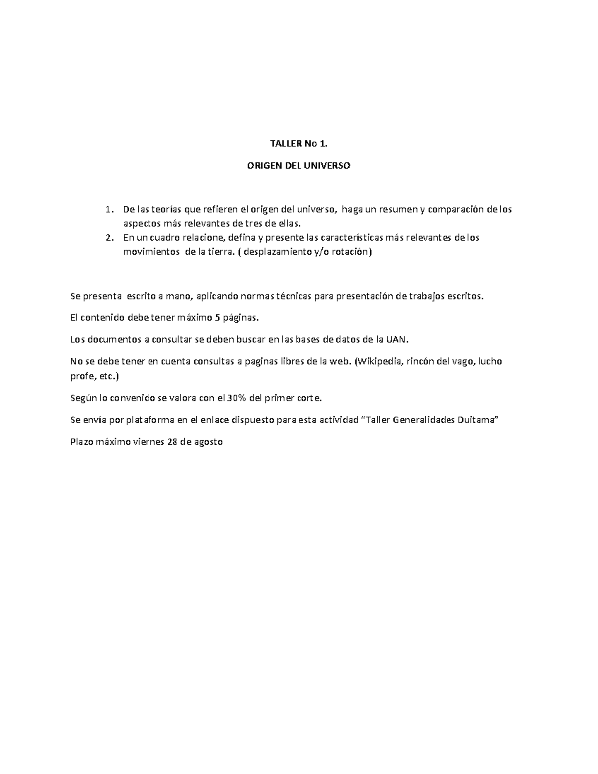 Taller No 1 geologia (Primer corte) ii2020 - Warning: TT: undefined function: 32 Warning: TT ...