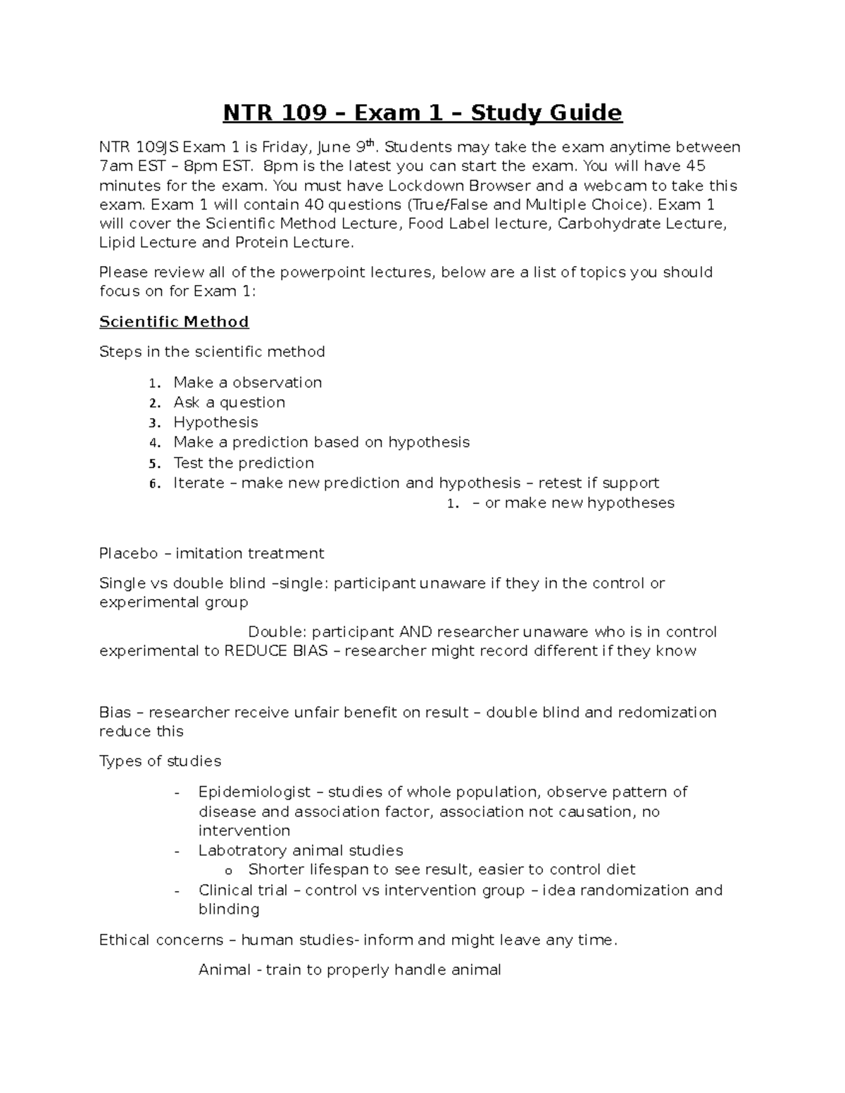 NTR 109 Study guide(1) - NTR 109LEC - UB - Studocu