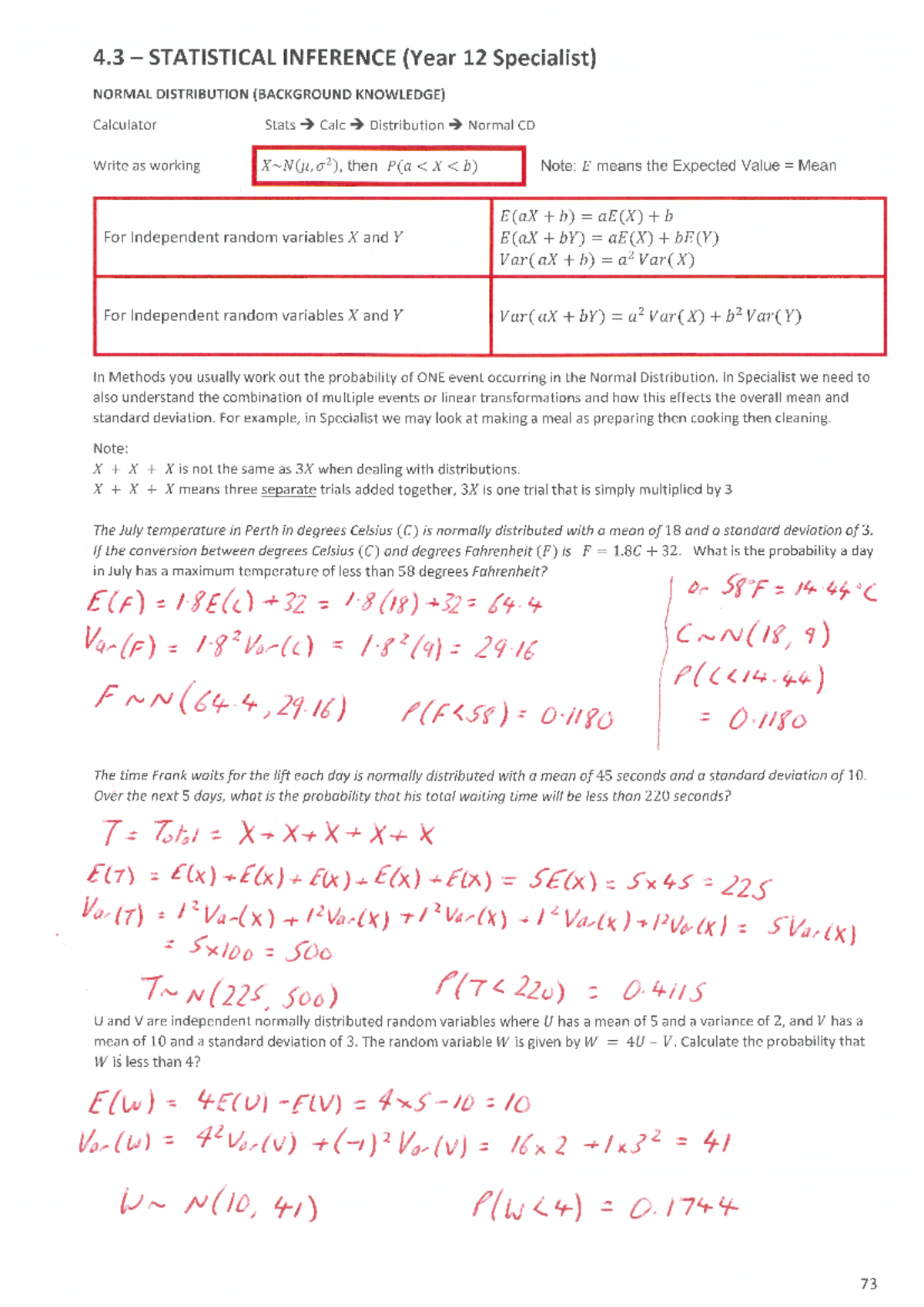 4 - borg sdfh dfhdsjk j - 4 STATISTICAL INFERENCE (Year 12 Specialist) NORMAL DISTRIBUTION - Studocu