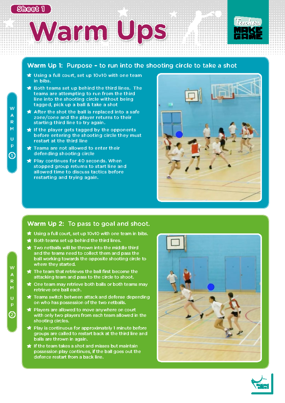 Game Centred Coaching Activities (KS3 Cards) - Warm Ups She e t 1 Warm ...