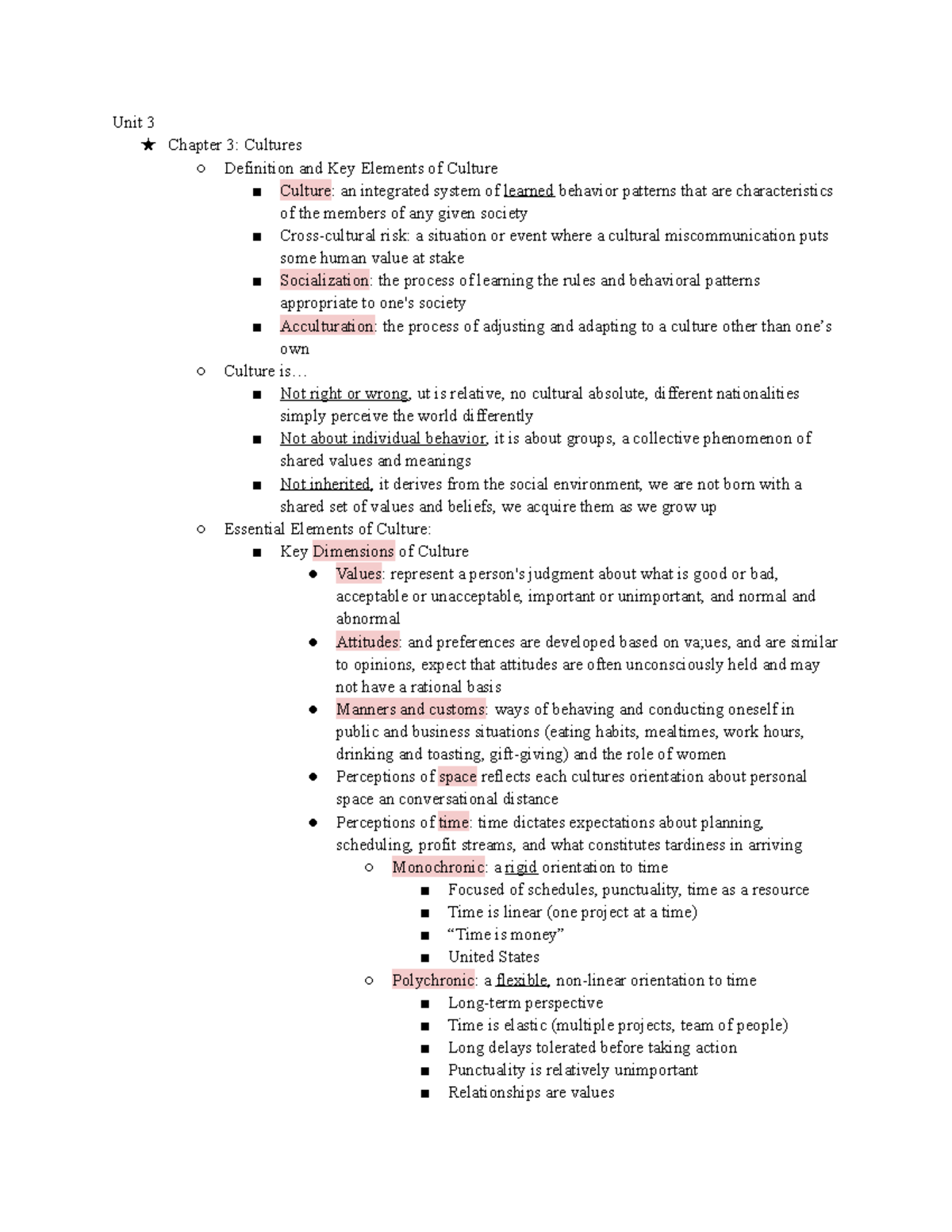 Unit 3 chapter 3 notes - Unit 3 ★ Chapter 3: Cultures Definition and ...