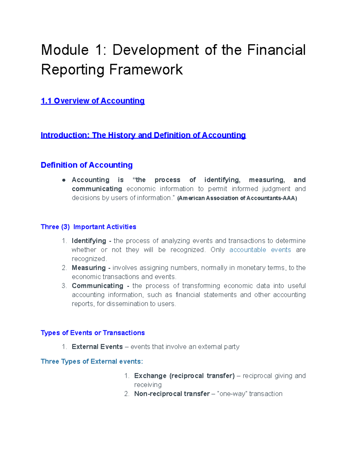 Cost-acctg reviewer - sfgibtcububyv - Module 1: Development of the ...