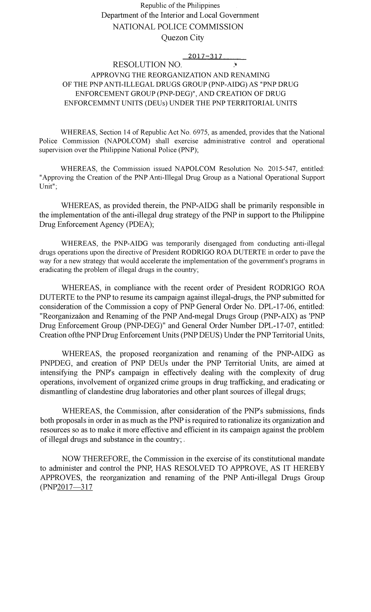 PNP-DEG - Notes - Republic of the Philippines Department of the ...