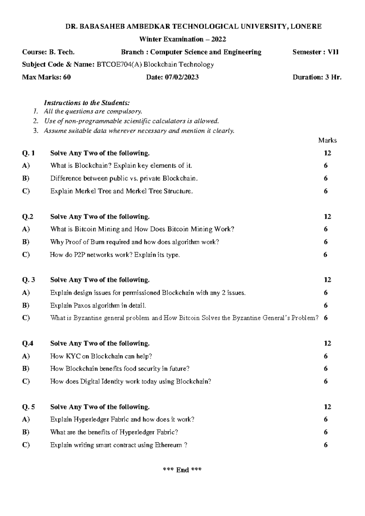 Blockchain Technology - DR. BABASAHEB AMBEDKAR TECHNOLOGICAL UNIVERSITY ...