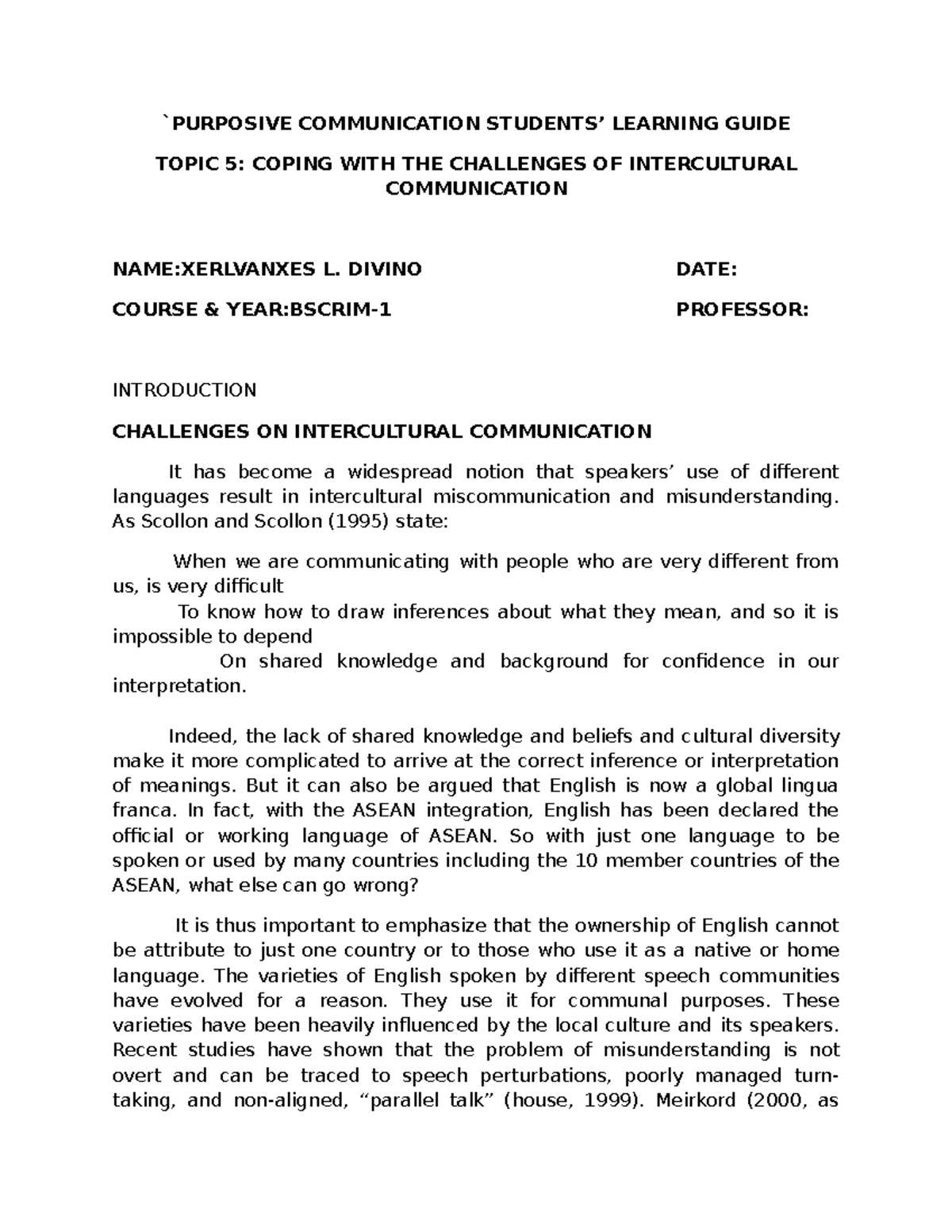 Module 3 Intercultural Communication Lesson 5 Coping with Challenges of ...
