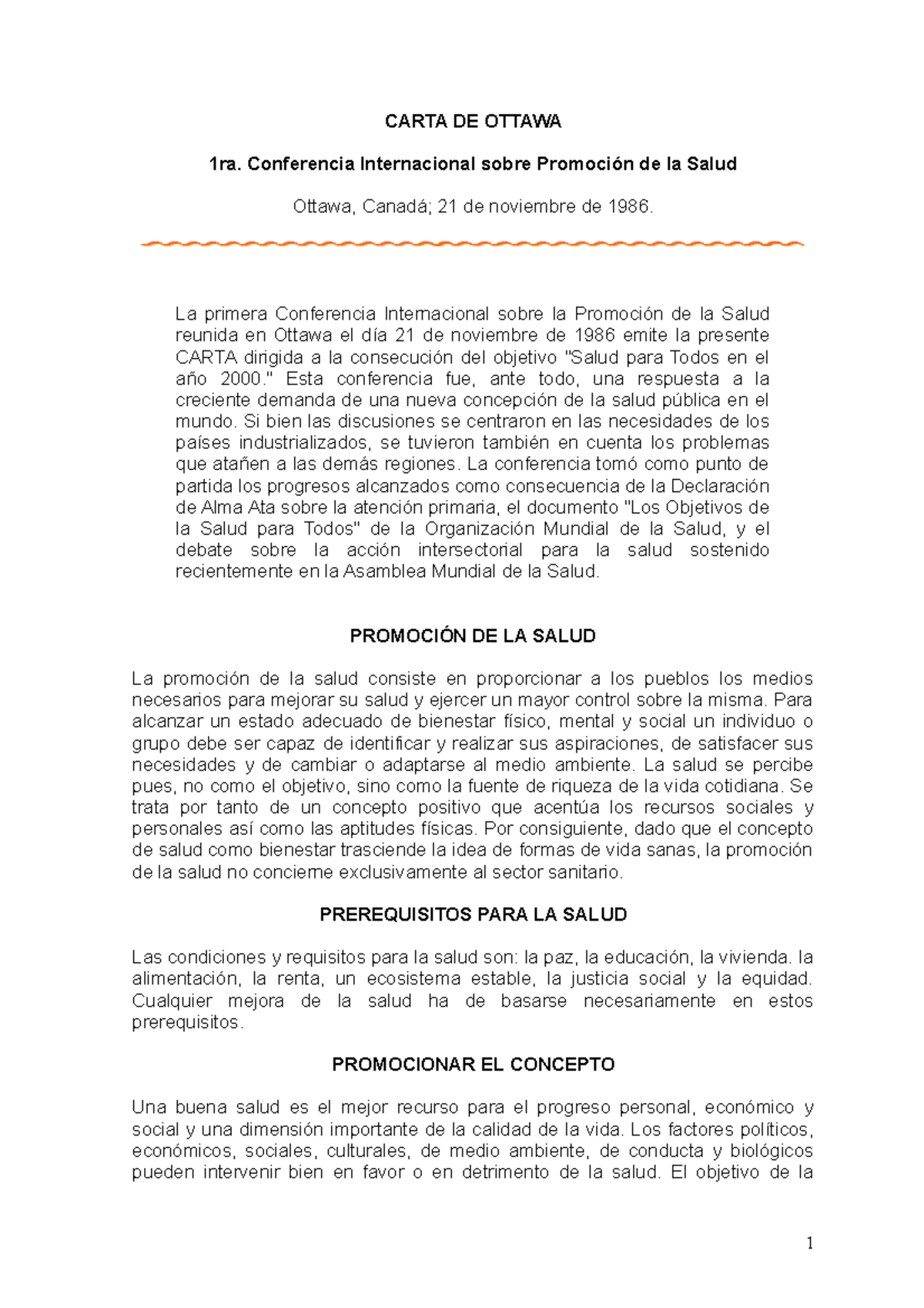 1986-Carta Otawa - CARTA DE OTTAWA 1ra. Conferencia Internacional sobre ...
