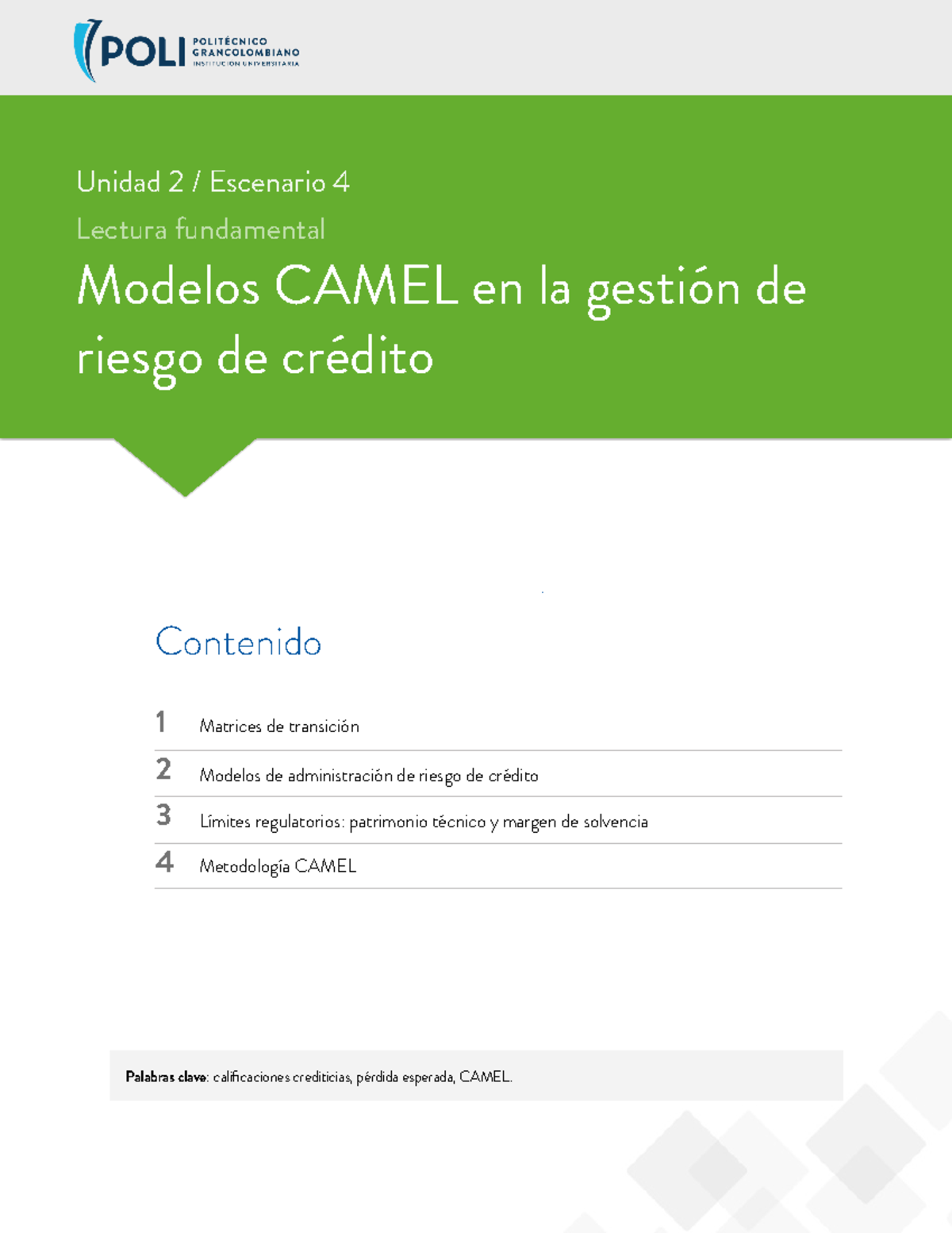 4. Modelos Camel en la gestión del riesgo de crédito - Palabras clave: calificaciones ...