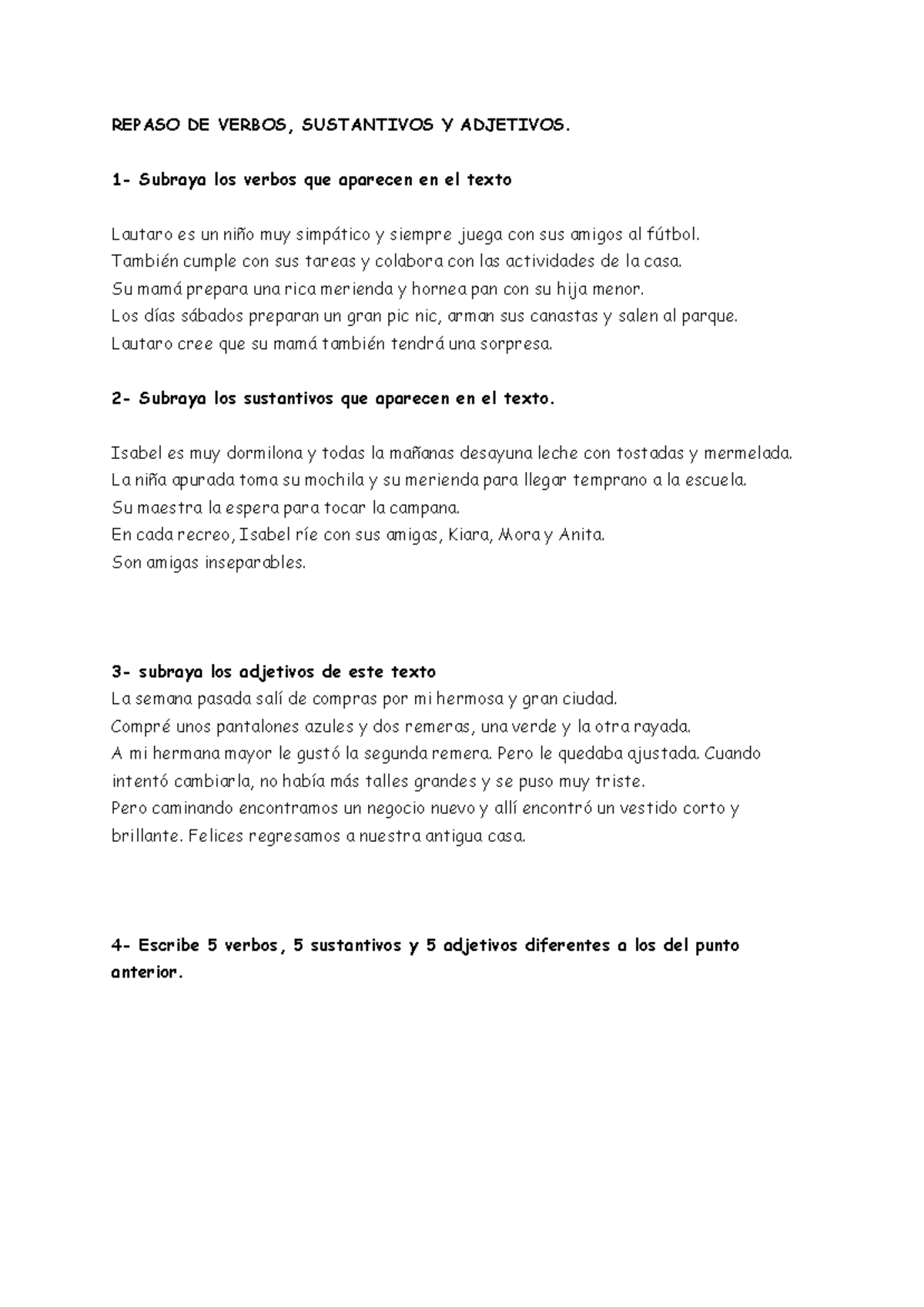 -Template- Repaso DE Verbos, Sustantivos Y Adjetivos - REPASO DE VERBOS ...