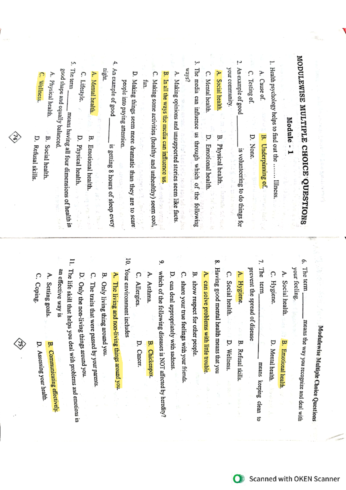 SFH model question paper - Scientific Foundation of Health - Studocu