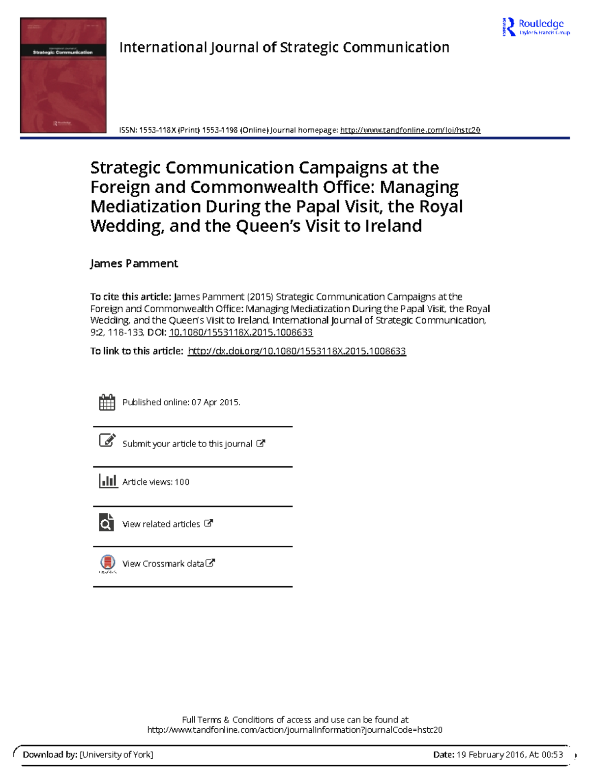 Article Strategic Communication Campaigns at the Foreign and ...