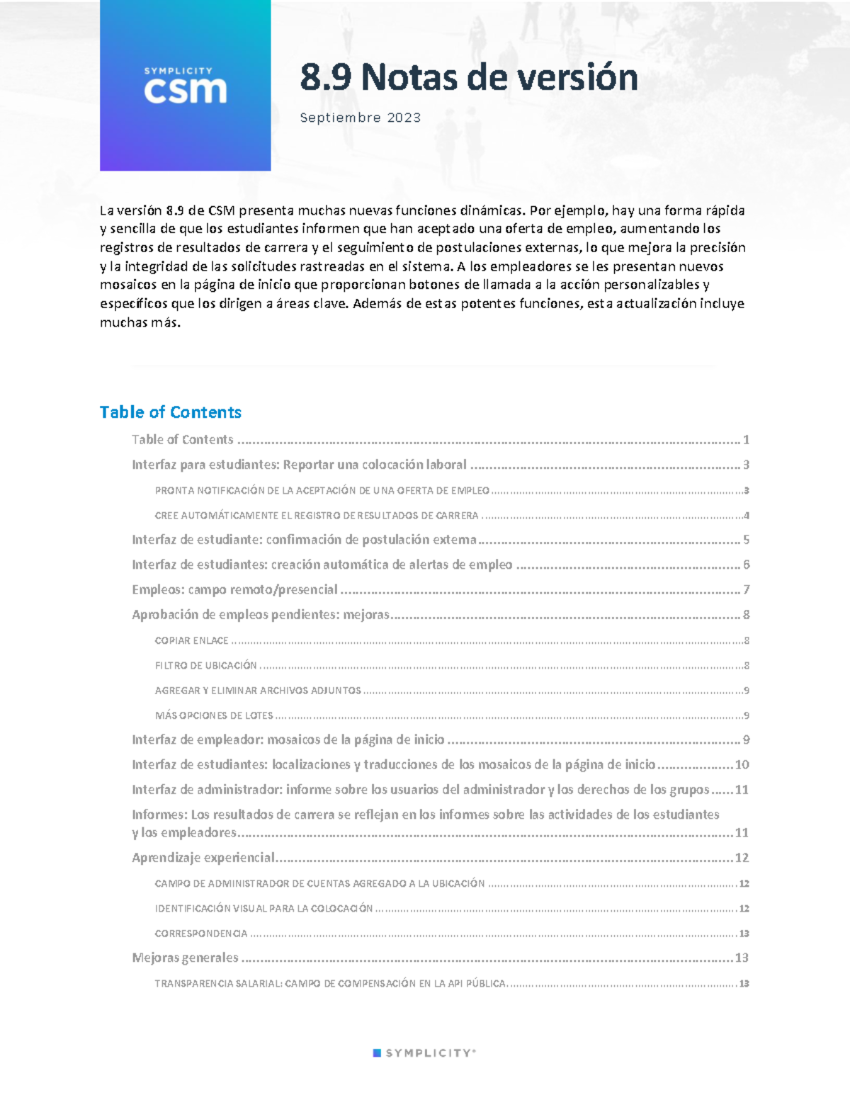 2023 Release Note CSM 8 - prueba - 8 Notas de versión Septiembre 2023 ...