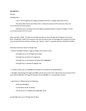 Delict Summary (incomplete) - Delict Unit 1 - Introduction A ...